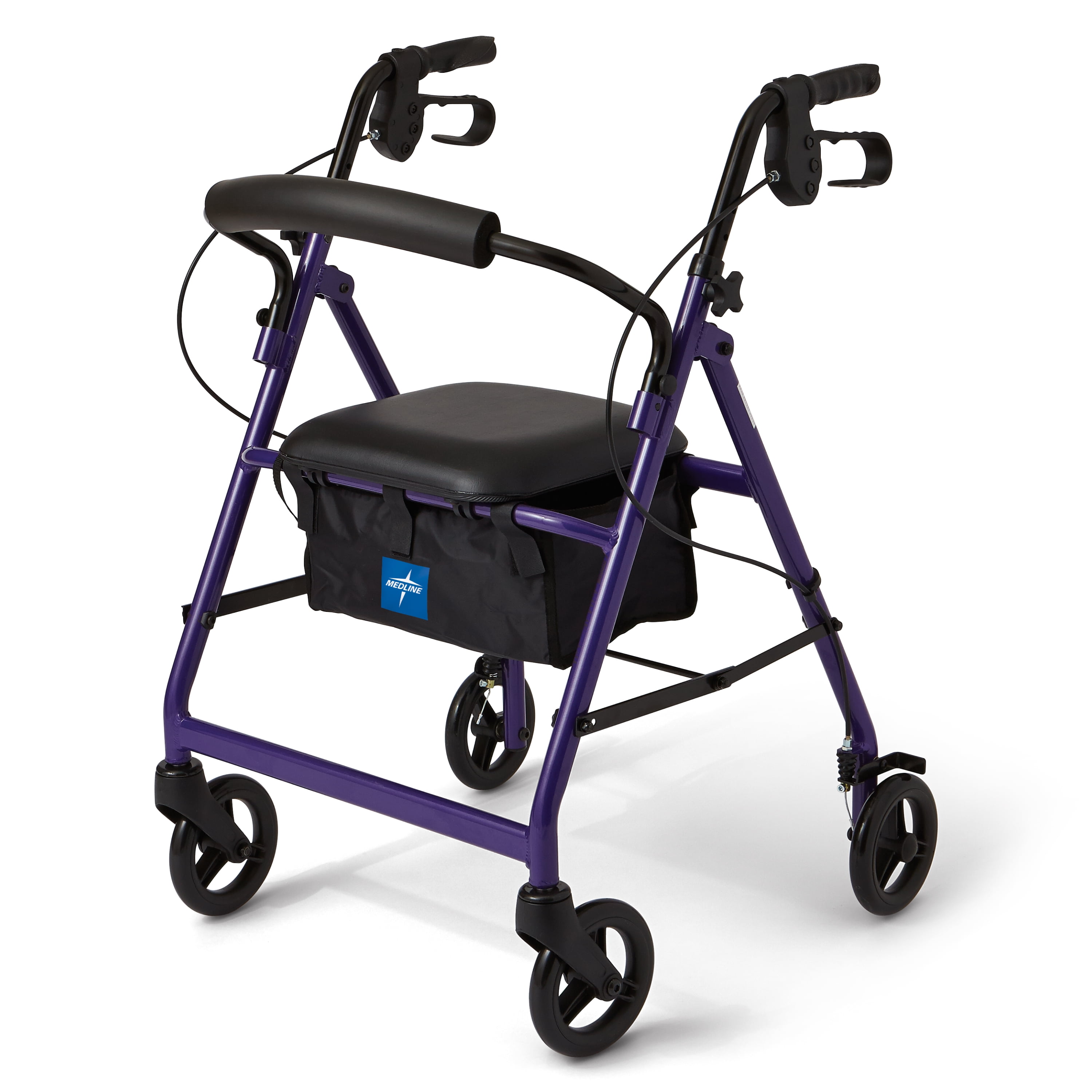 Medline Aluminum Rollator Walker with Seat, Purple, 250 lb. Weight ...