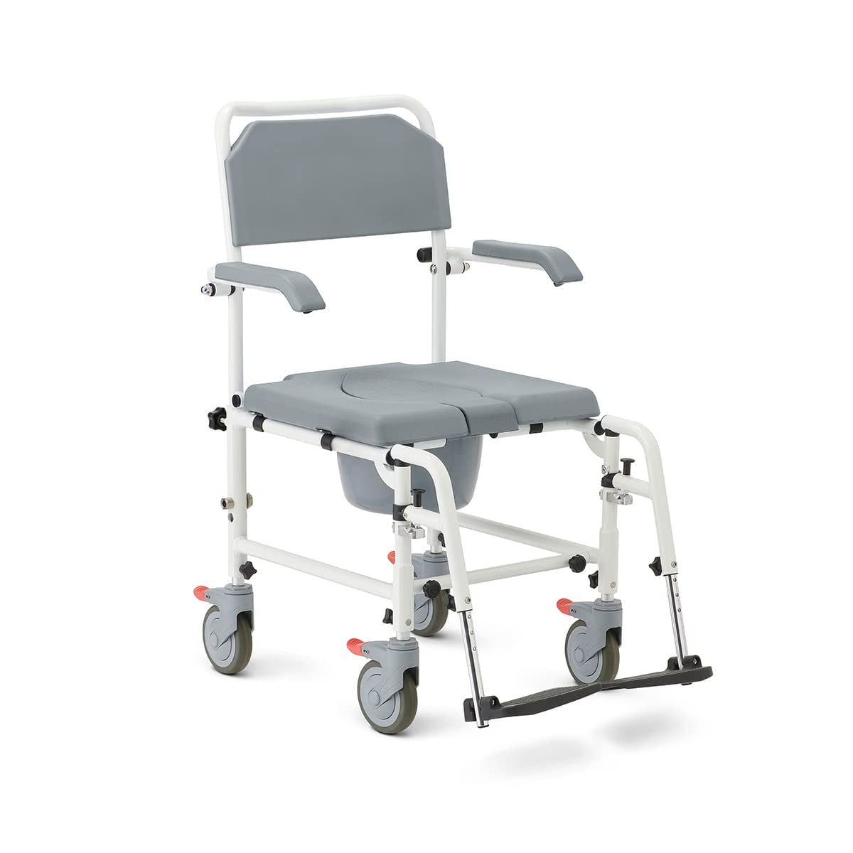 Medline Aluminum Shower Commode Transport Chair, 275 lbs. Capacity ...