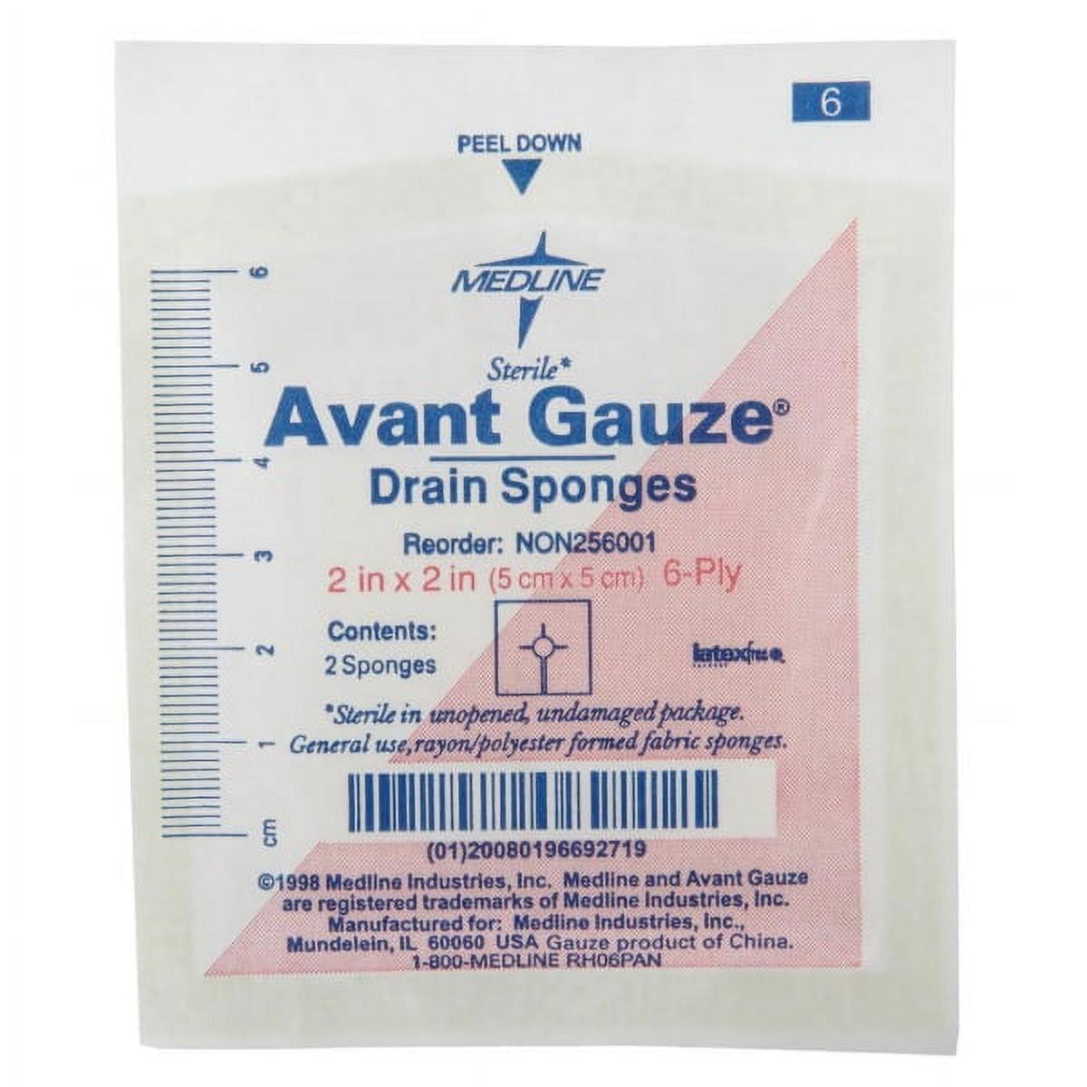 Medline Avant Sterile Gauze Drain Sponges, 2", White, 70 Sponges Per ...
