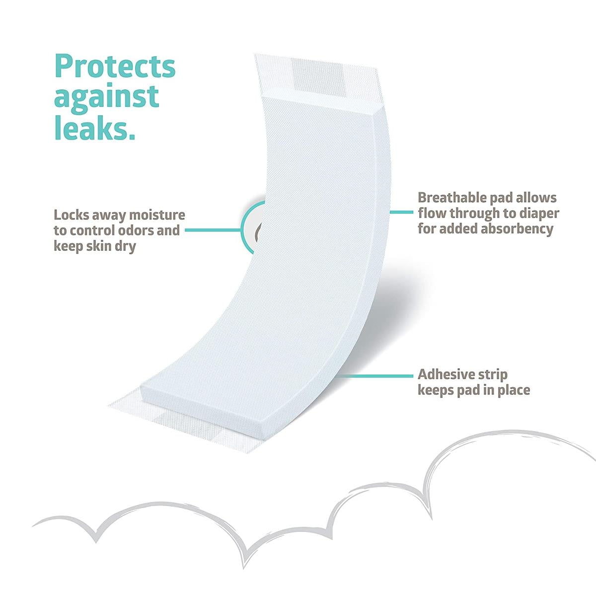 Medline Booster Pads with Adhesive, 192 Count, Baby Diaper Doubler for ...