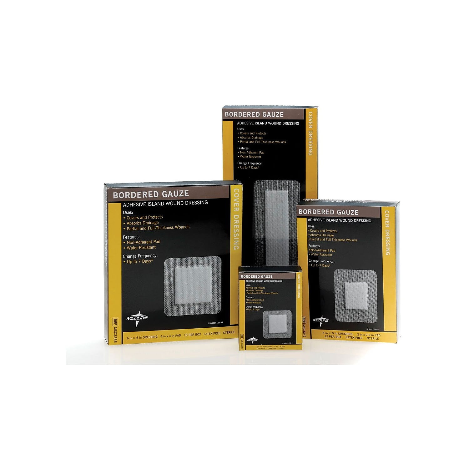 Medline Bordered Gauze, Adhesive Island Wound Dressing, Sterile, 4"x10 ...
