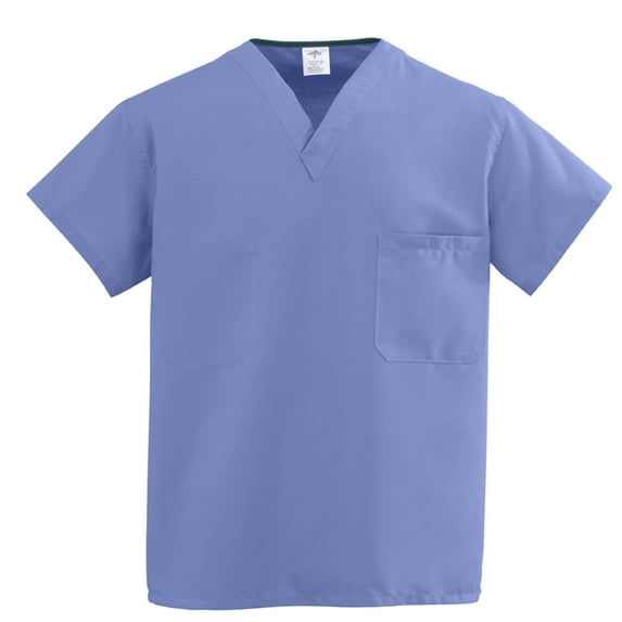 Medline ComfortEase Unisex Reversible Scrub Top 2 Pockets Ciel Blue 2XL ...