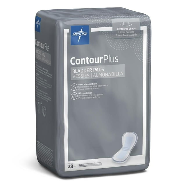 Medline ContourPlus Bladder Pads, Moderate Absorbency, 28 Count, Unisex ...