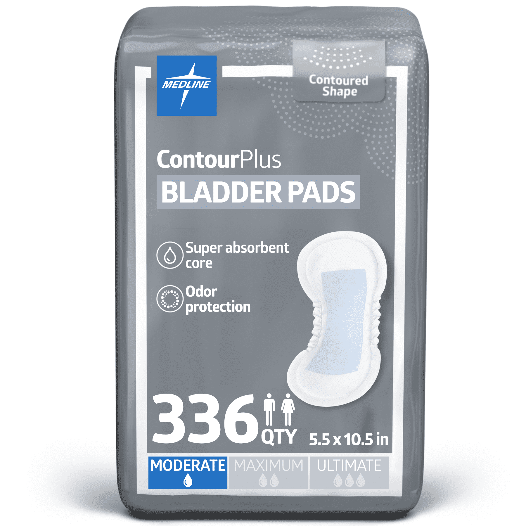 Medline ContourPlus Bladder Control Pads for Men and Women, Moderate ...