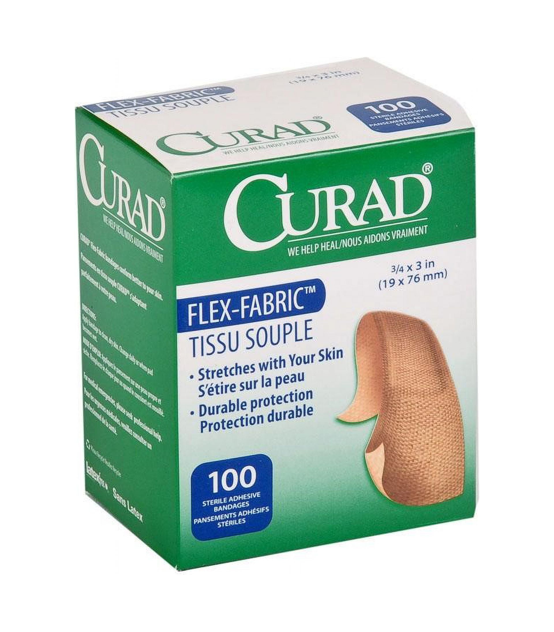 Medline Curad Fabric Adhesive Bandages, Natural, 100 Ct - Walmart.com