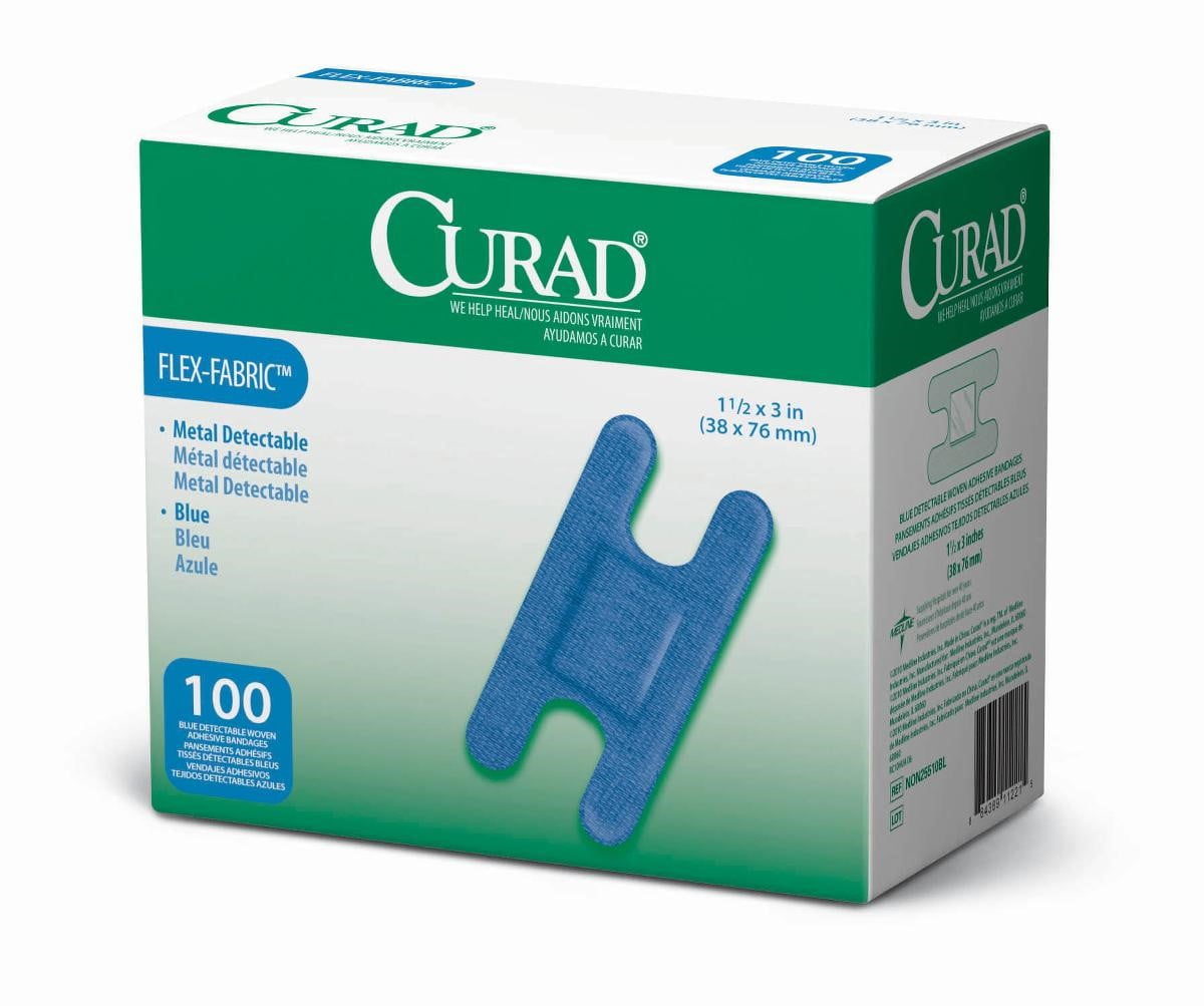 Medline Curad Food Service Adhesive Knuckle Bandages, Blue, 100 Ct ...