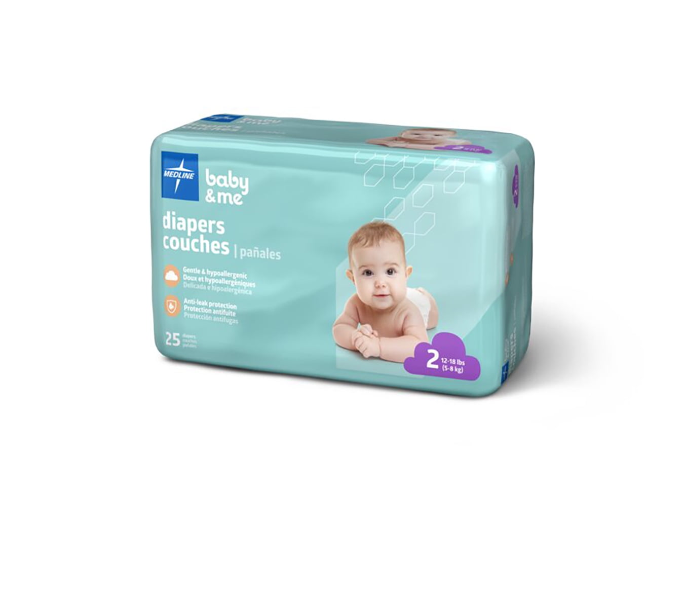 Medline Disposable Baby Diapers, Size 2 (12-18 LBS), Case of 200 ...