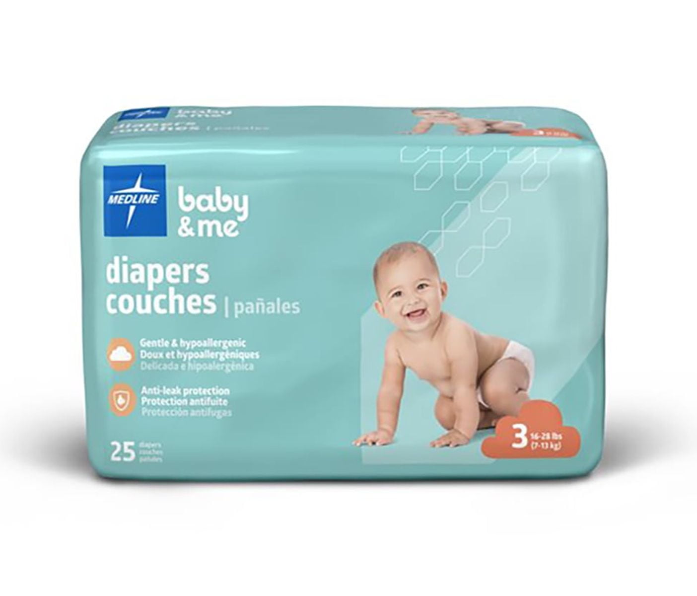 Medline Disposable Baby Diapers, Size 3 (16-28 LBS), Case of 200 ...