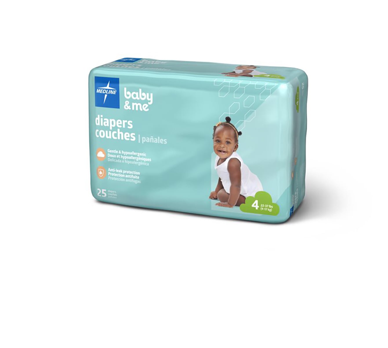 Medline Disposable Baby Diapers, Size 4 (22-37 LBS), Case of 200 ...