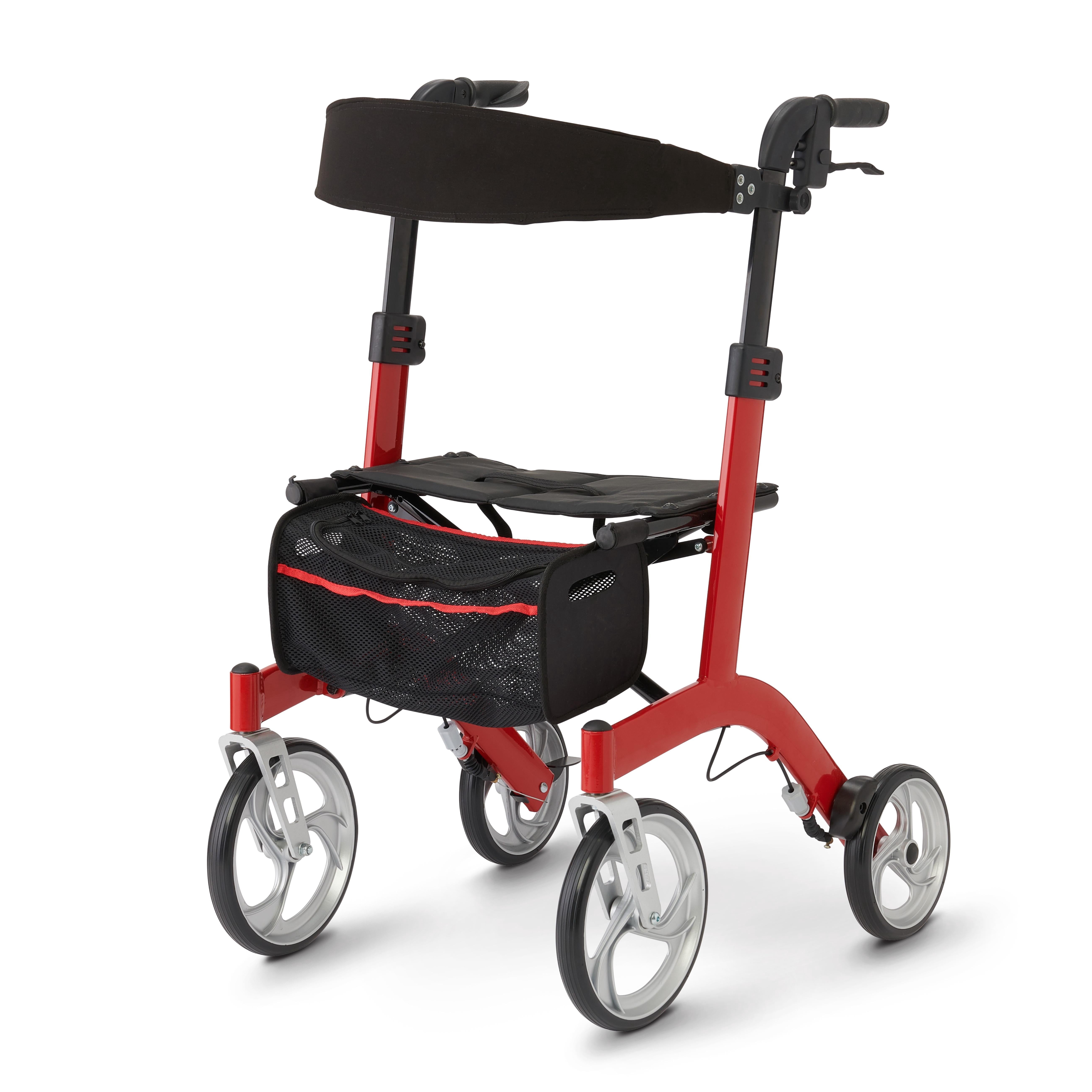 Medline European Style Lightweight Rollator with Backrest, Supports up ...