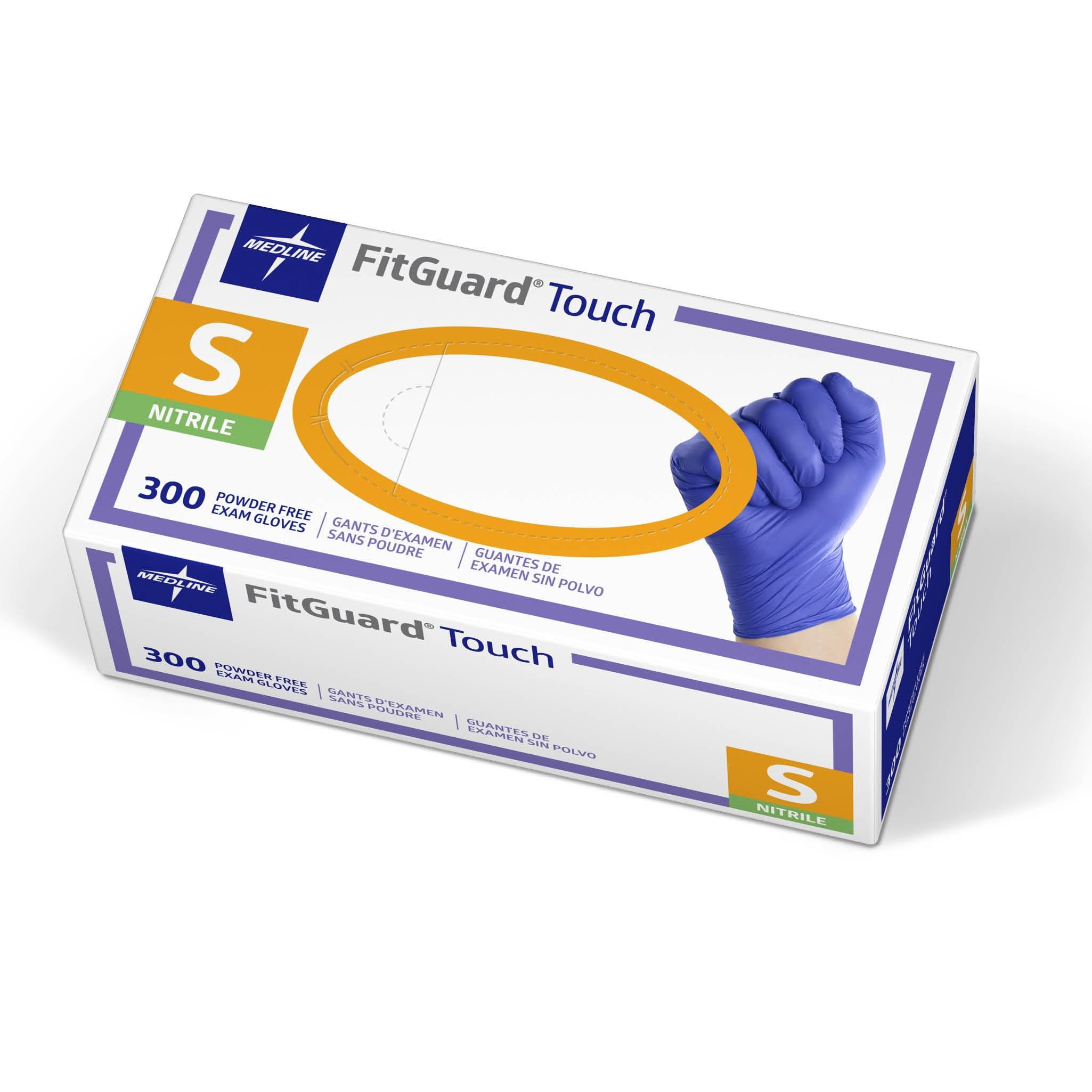 Medline FitGuard Touch Nitrile Exam Gloves, 300 Count, Small, Blue ...