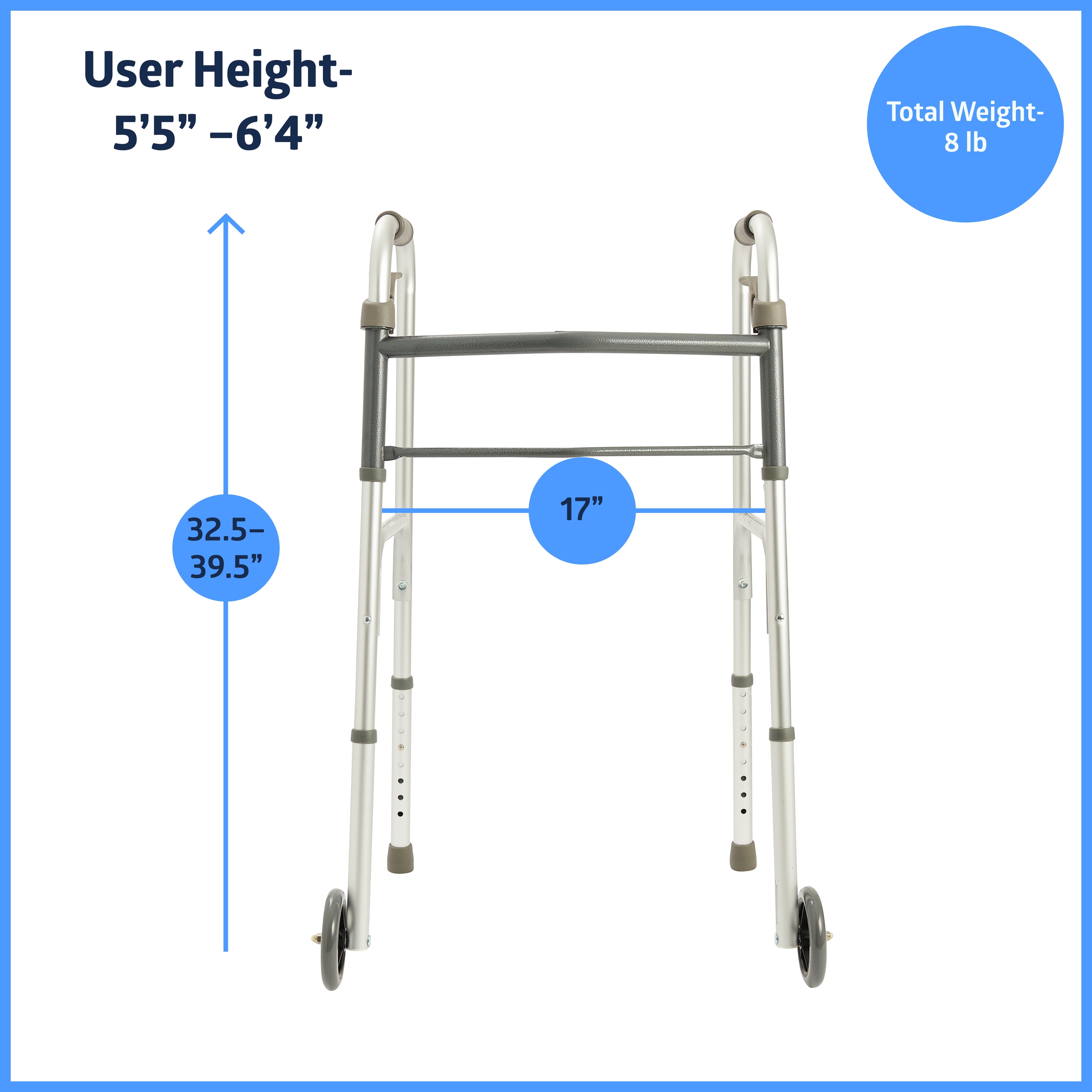 Medline Folding Paddle Walker – Comfortable, Maneuverable, For Injury ...