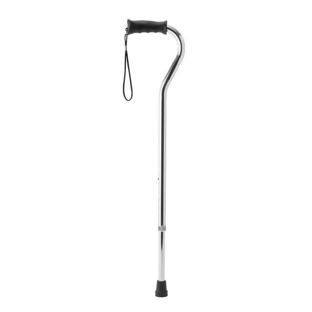 Medline Gel Grip Offset Aluminum Adjustable Cane, Chrome - Walmart.com
