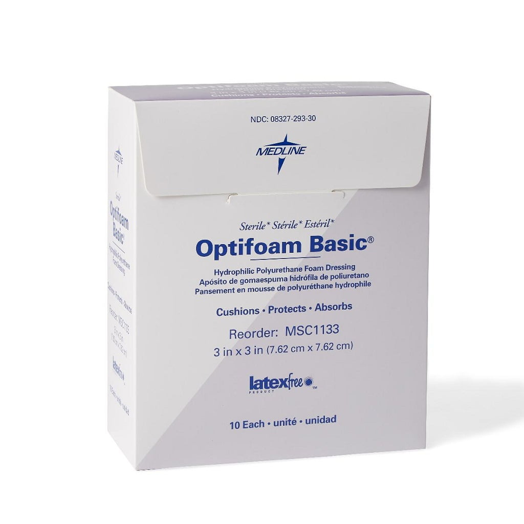 Medline, MSC1133FZ - Optifoam Basic Fenestrated Dressings,3X3, 10 per ...