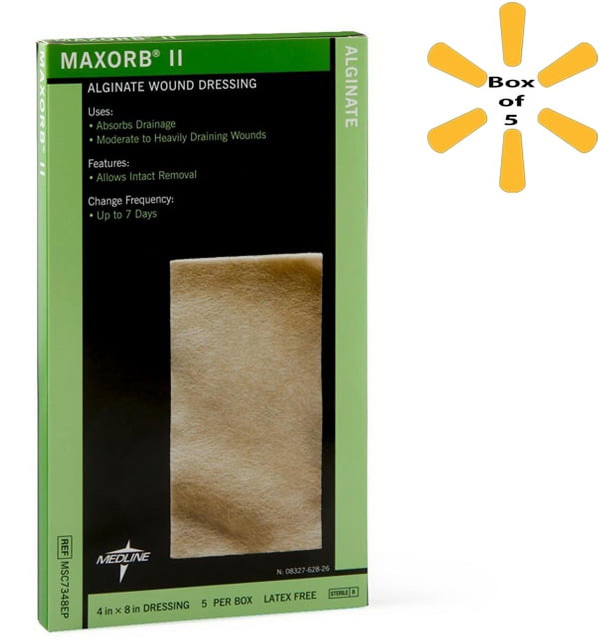 Medline Maxorb II Alginate Dressings, 4" x 8", Alginate Wound Dressing ...