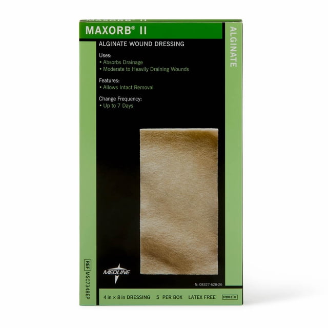 Medline Maxorb® II Alginate Wound Dressings, 4" x 8", 50 Count ...