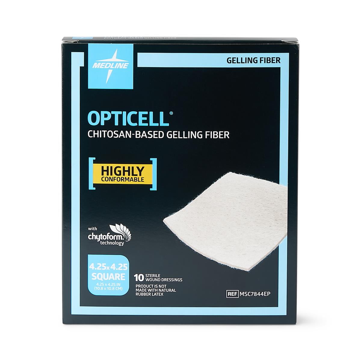 Medline Opticell Gelling Fiber Wound Dressing, 4.25" x 4.25" , 10 Count ...
