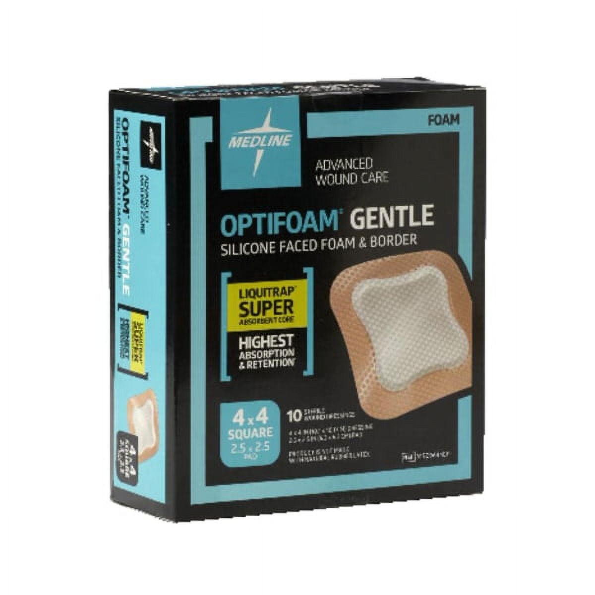 Medline Optifoam® Gentle Silicone-Faced Foam & Border with Liquitrap ...