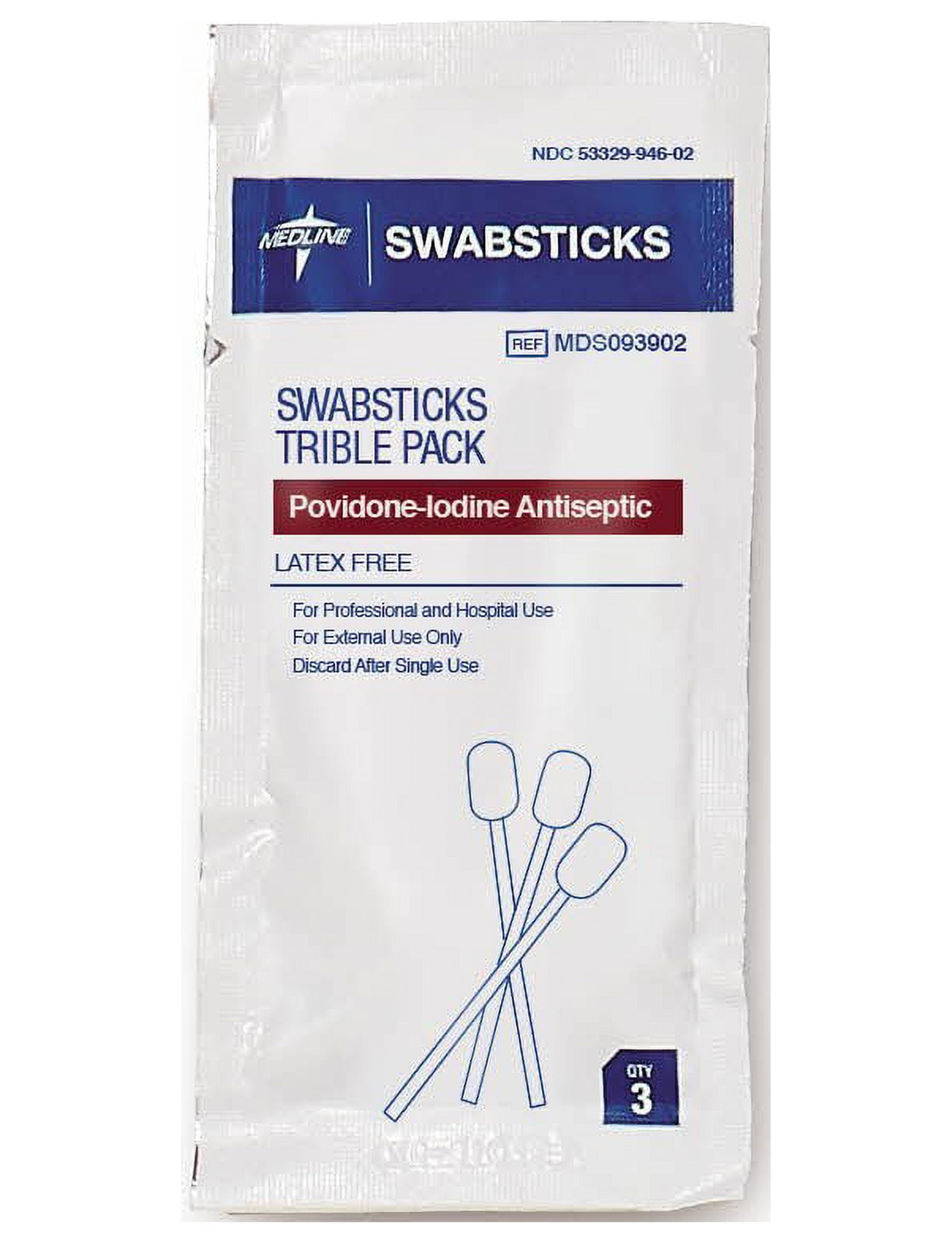Medline Povidone Iodine Swabsticks, Triples - 750 Per Case HSA/FSA ...