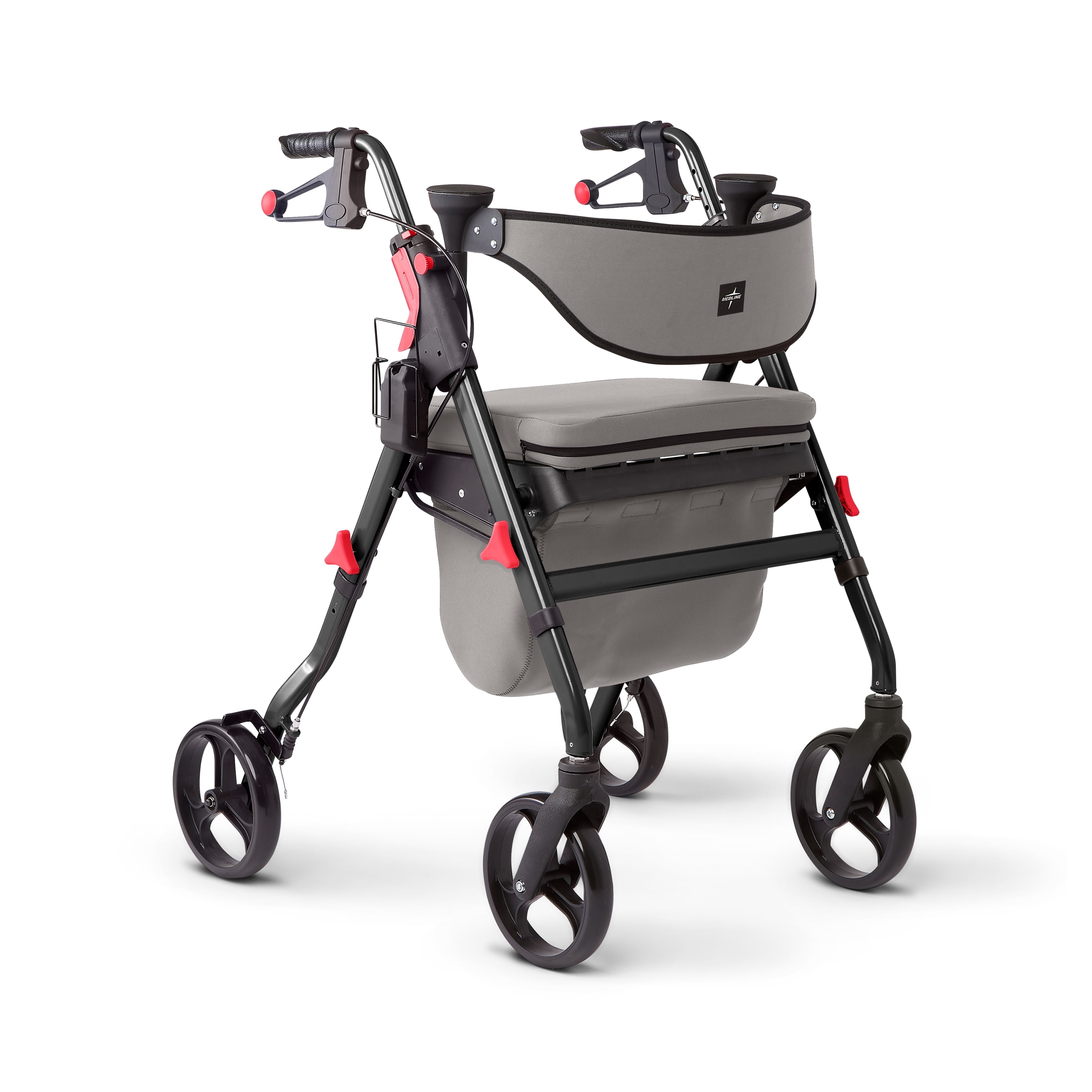Medline Premium Empower Rollator Walker with Memory Foam Seat, Gray ...
