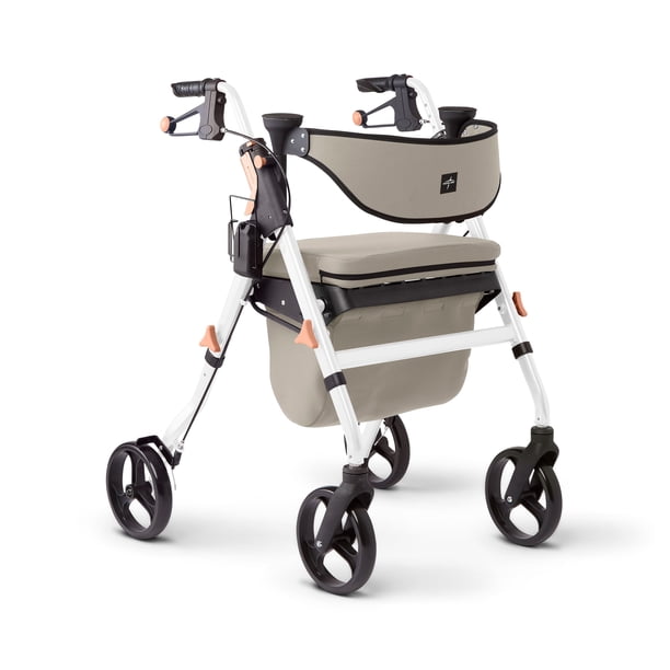 Medline Premium Empower Rollator Walker with Memory Foam Seat, Gray ...