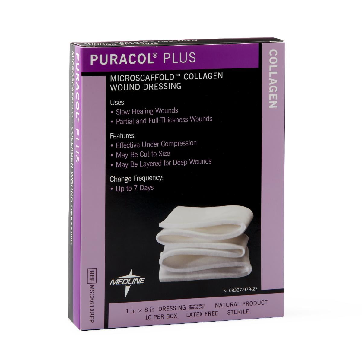 Medline Puracol Plus Collagen Wound Dressing, 1" W x 8" L Rope, in ...