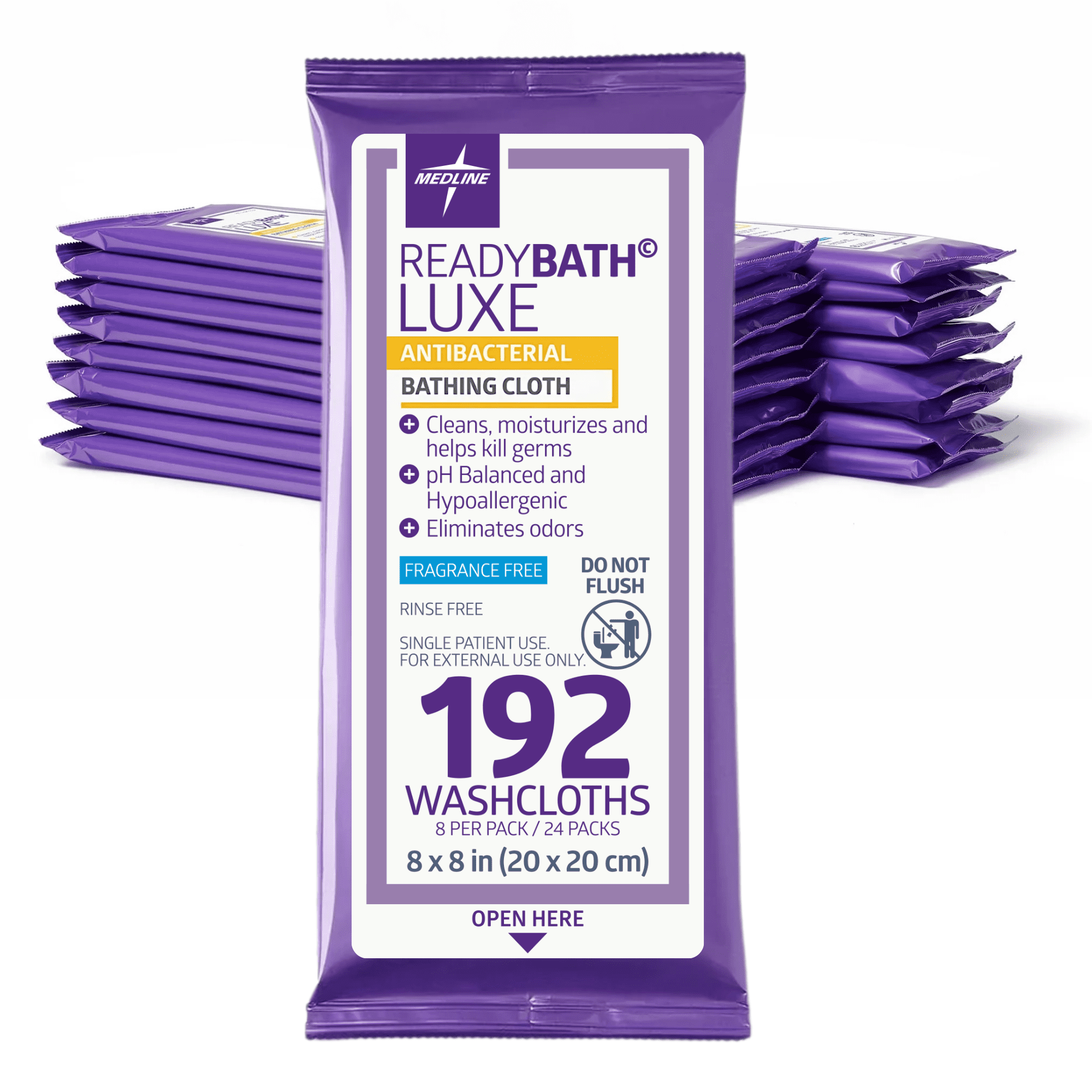 Medline ReadyBath LUXE Thick Bath Wipes, Antibacterial & Unscented ...