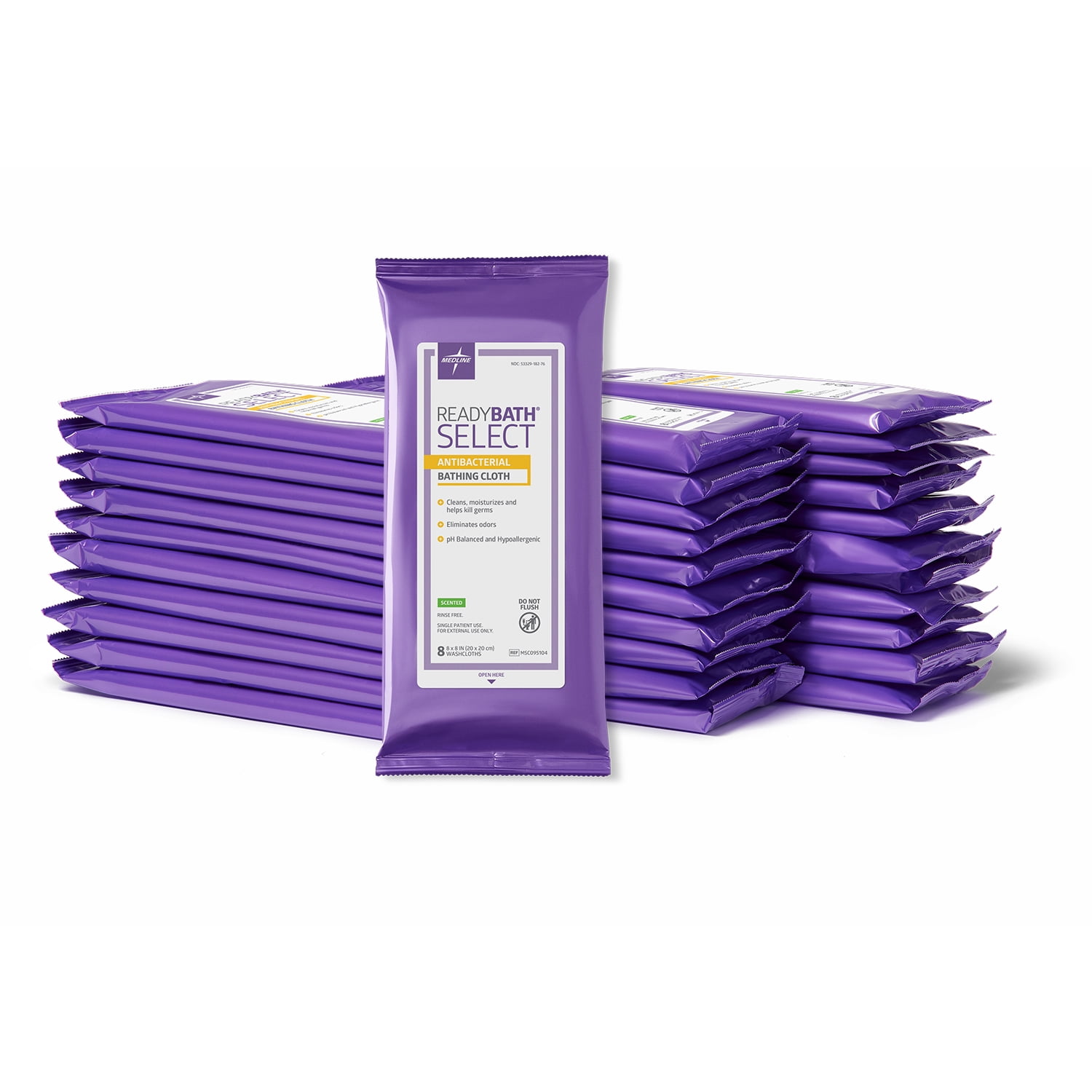 Medline ReadyBath Antibacterial, Rinse-free Bathing Wipes with Aloe ...