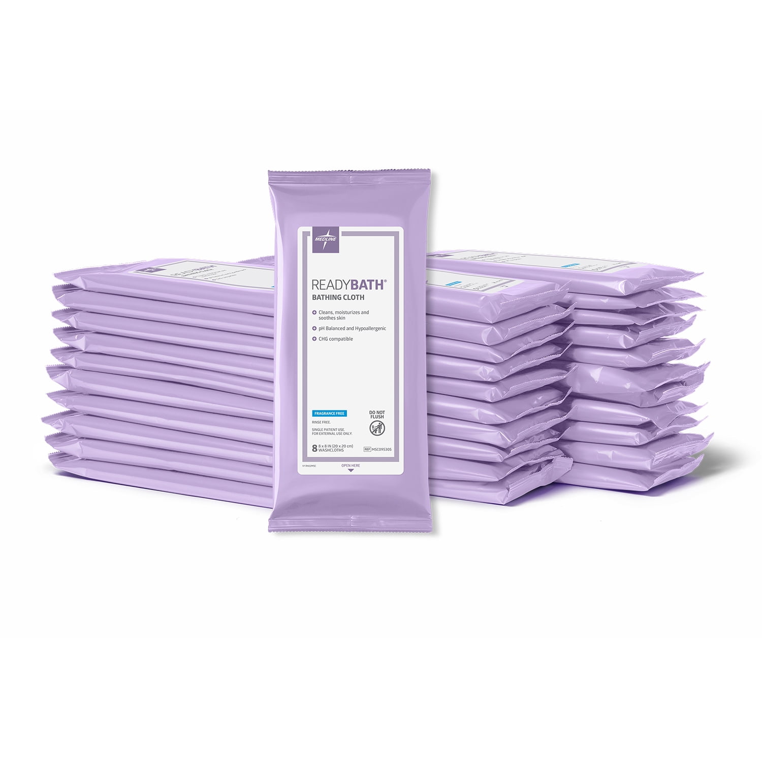 Medline Unscented Bath Wipes, Aloe Infused, No Rinse, Adult Use (8 ...