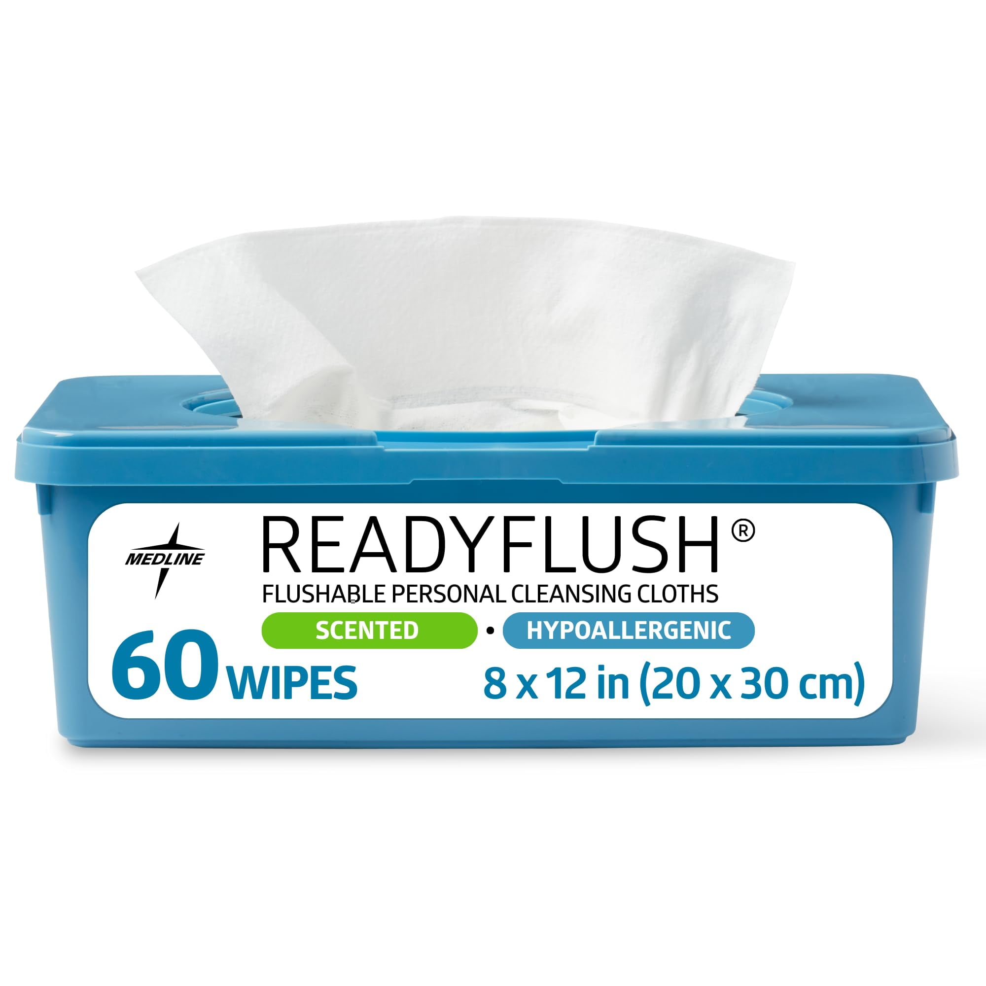 Medline ReadyFlush Flushable Wipes (60 Wipes per Tub), Scented ...