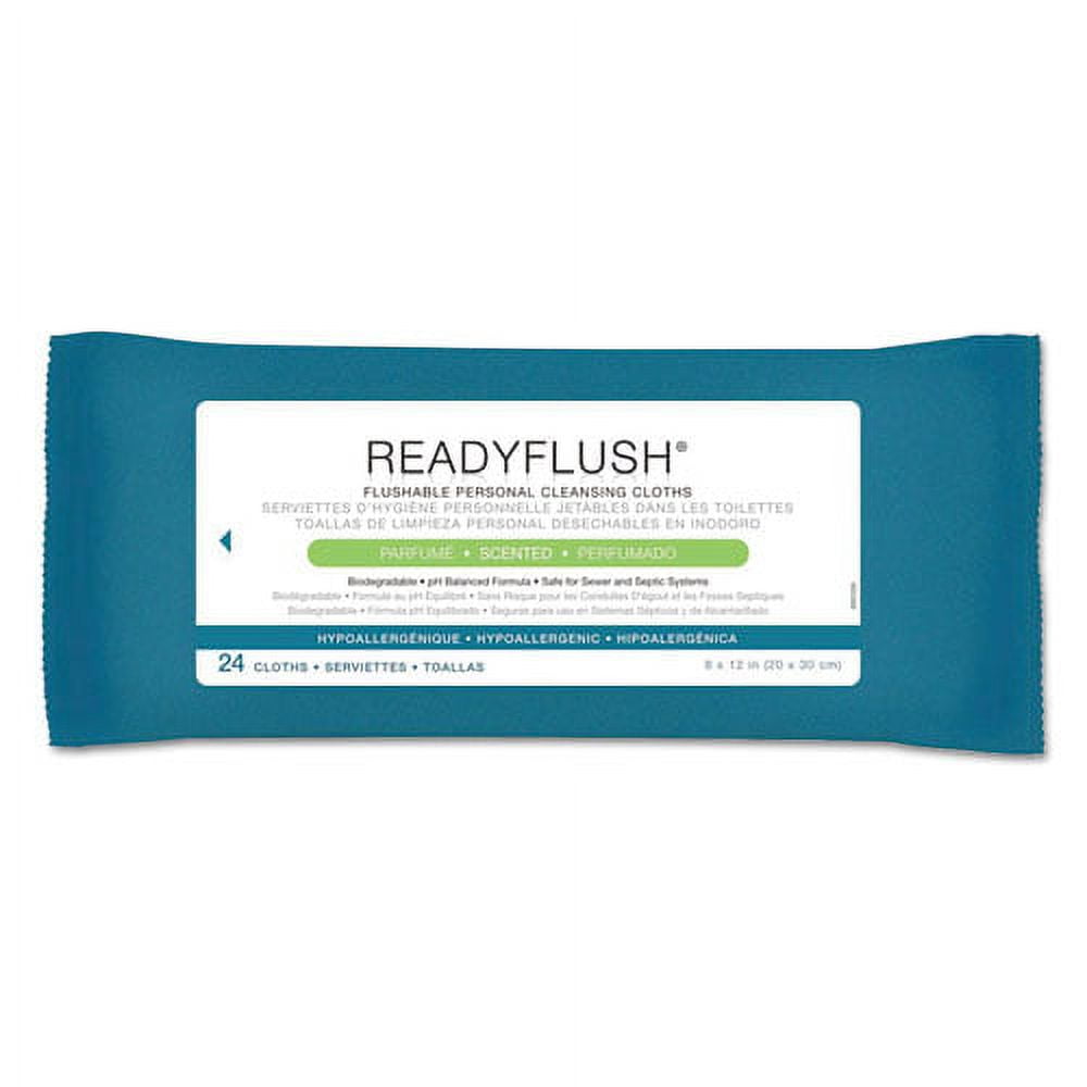 Medline Readyflush Biodegradable Flushable Wips, 8 X 12, 24/pack, 24 ...