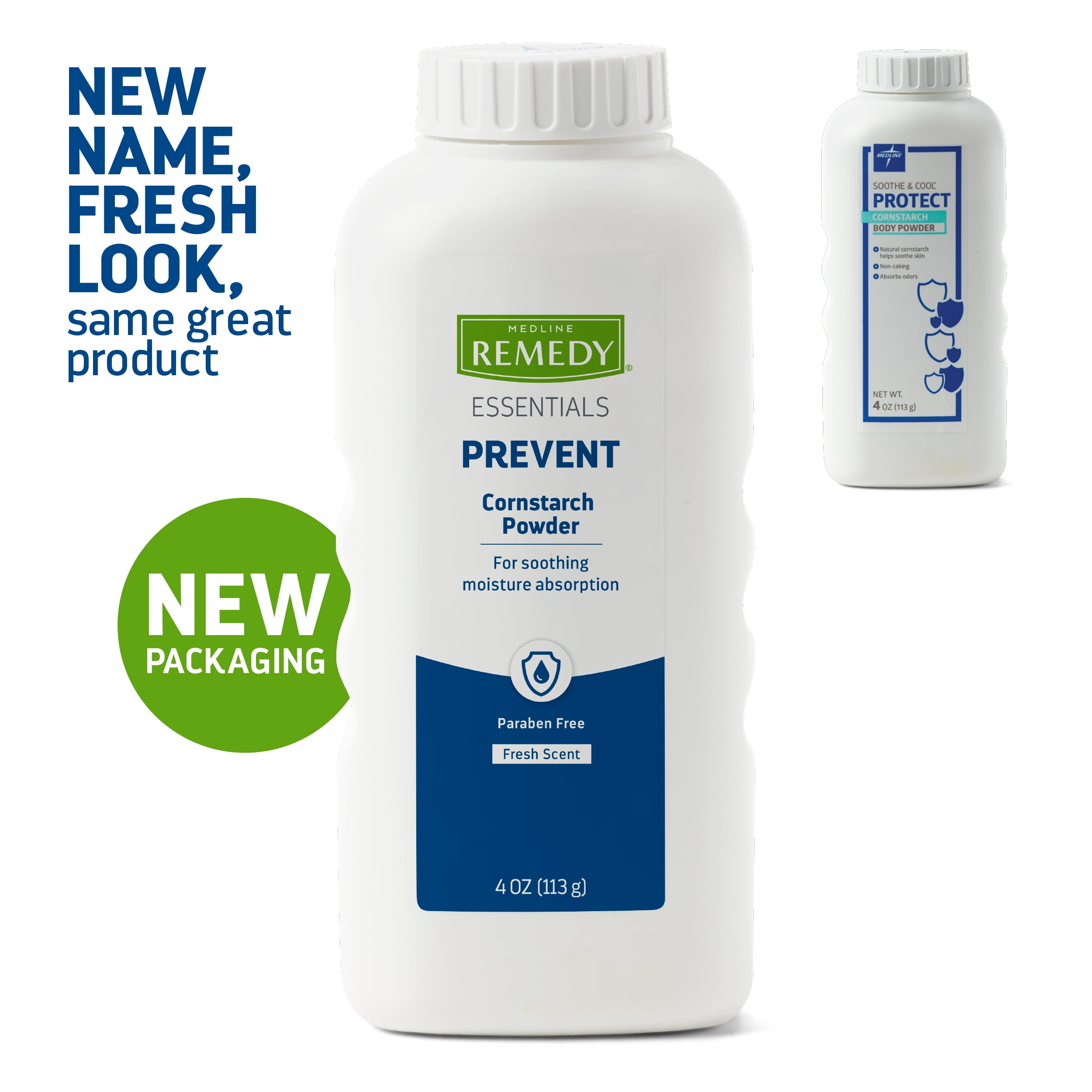 Medline Remedy Essentials Cornstarch Powder, Fresh Scent, 4 oz, 36 ...