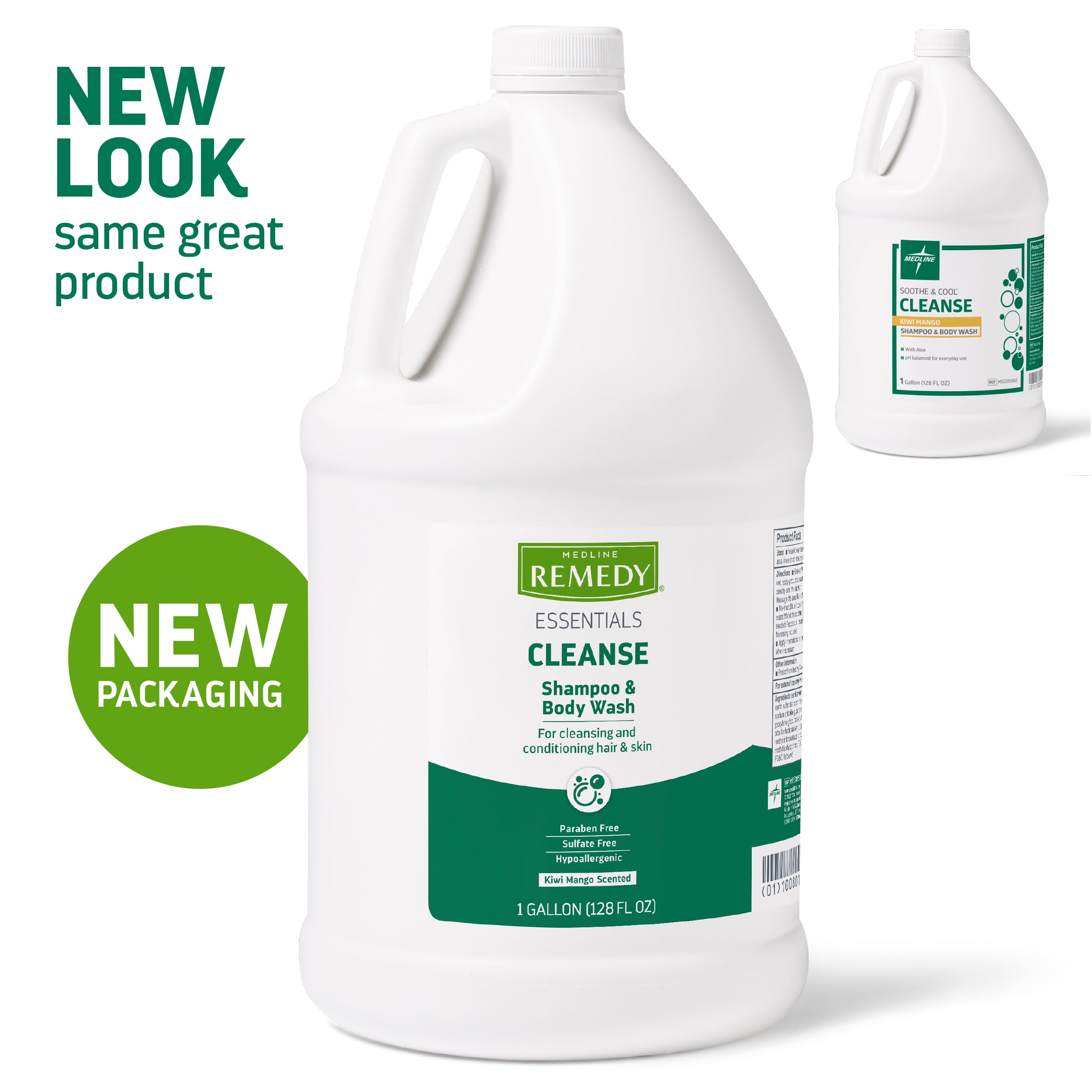 Medline Remedy Essentials Shampoo & Body Wash (128 oz), 4 Count, Kiwi ...