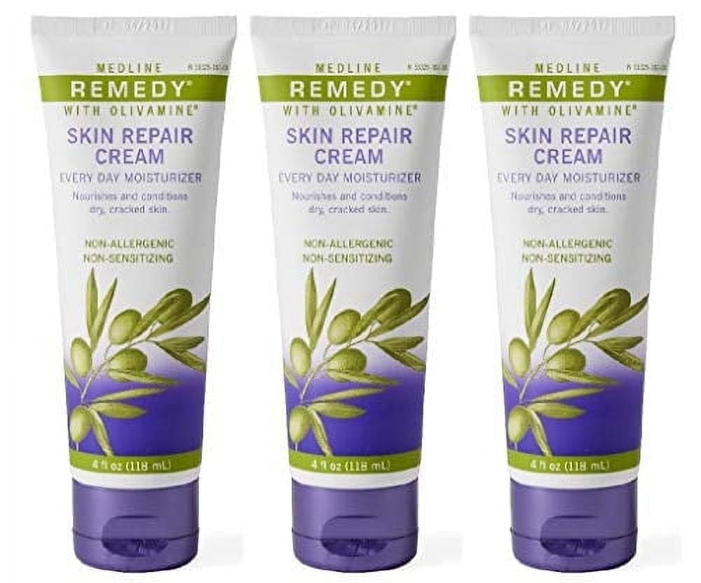 Medline Remedy Skin Repair Cream, 4 oz Tubes, 3 Pack, Moisturizing and ...