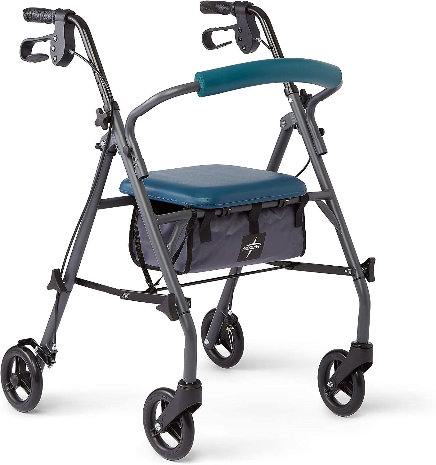 Medline Rollator Walker with Seat and Wheels, Folding Walker for ...