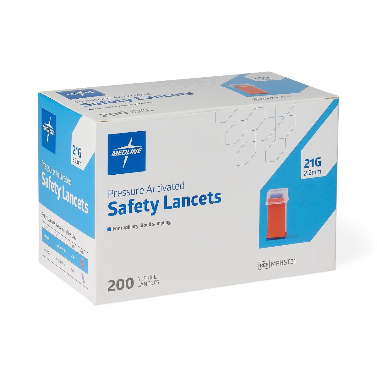 Medline Safety Lancets, 21 Gauge x 2.2mm, 200 Count HSA/FSA Eligible ...