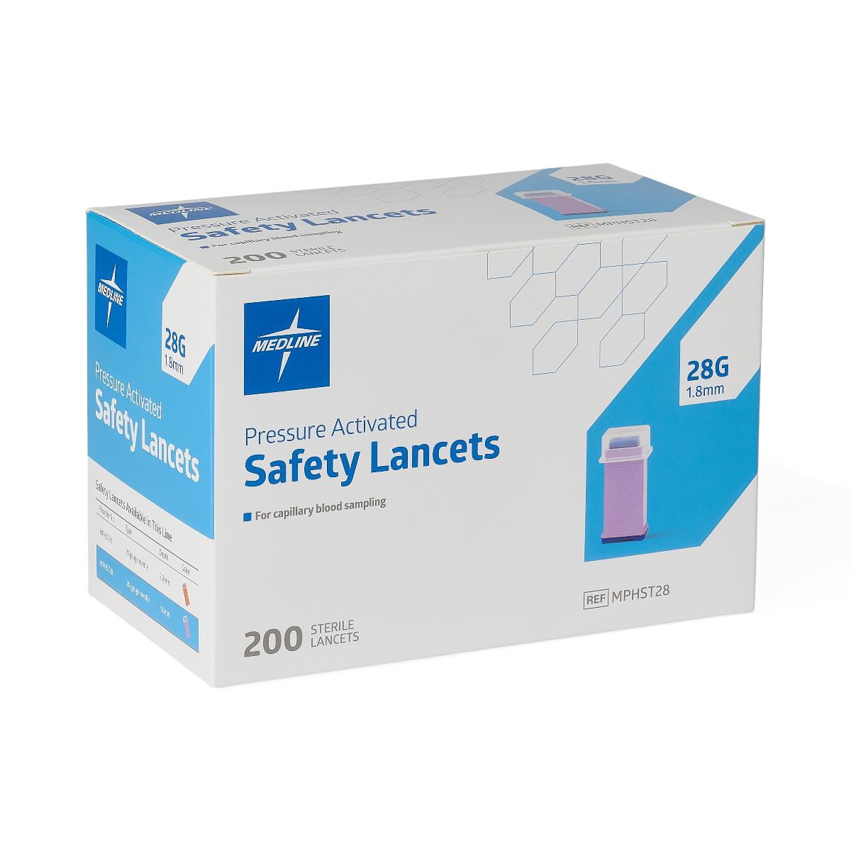 Medline Safety Blood Lancets, 28 Gauge x 1.8mm, 200 Count HSA/FSA ...