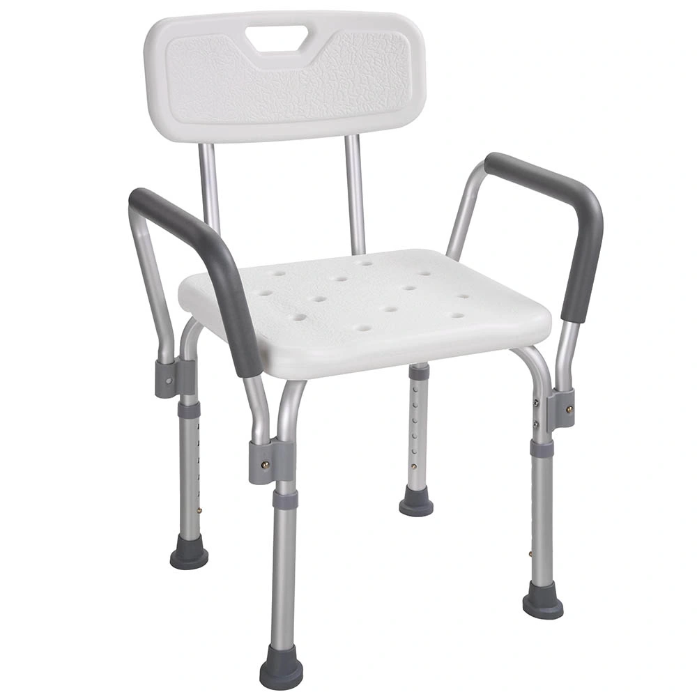 Medline Shower Chair Bath Seat with Back and Padded Armrests, Height ...