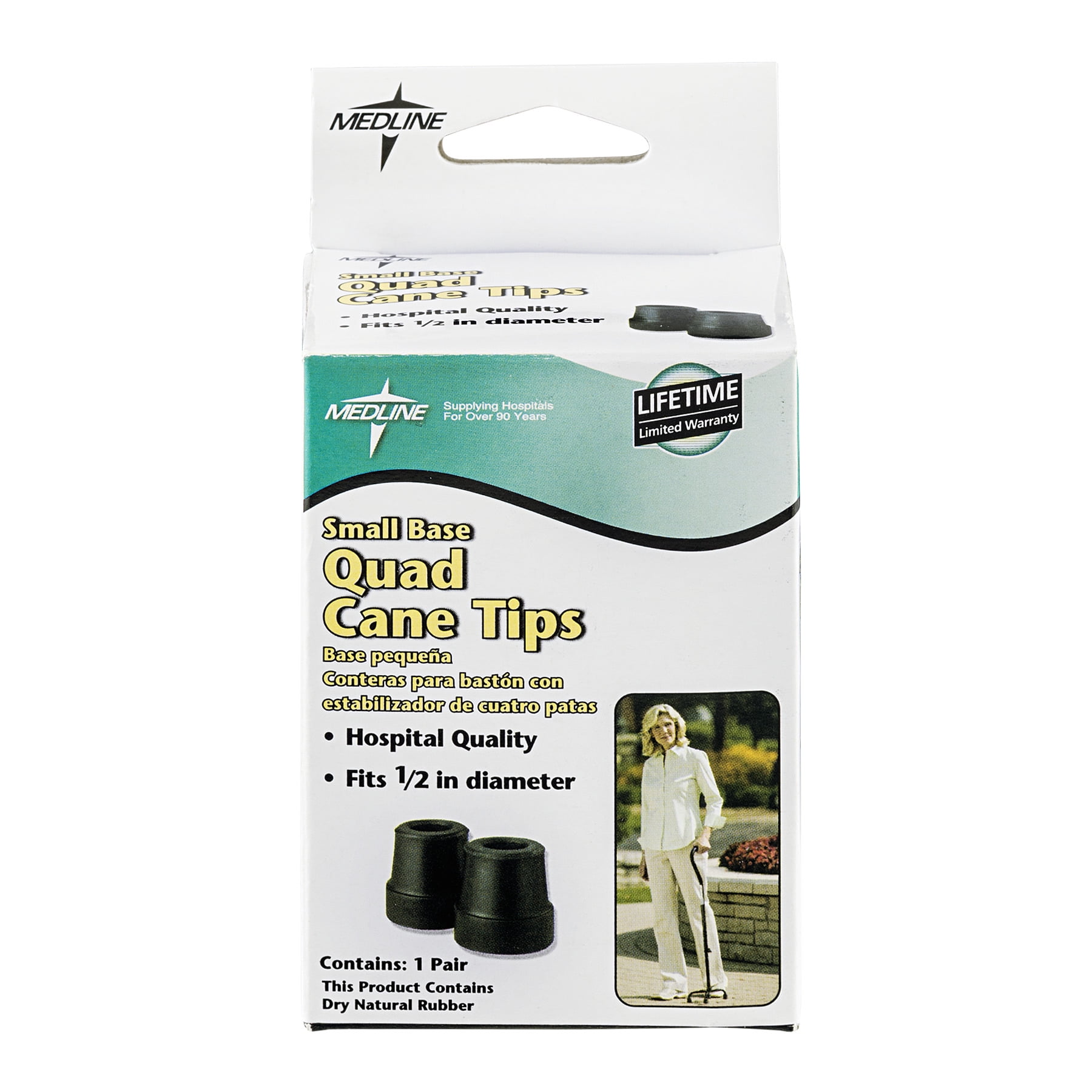 Medline Small Base Quad Cane Tips, 2 Count HSA/FSA Eligible - Walmart.com