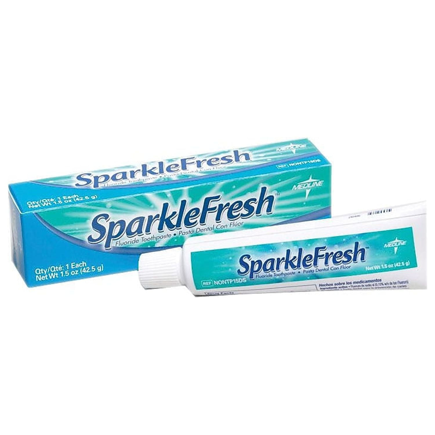 Medline Sparkle Fresh Mint Flavor Toothpaste, Non-Sensitive, Latex-Free ...