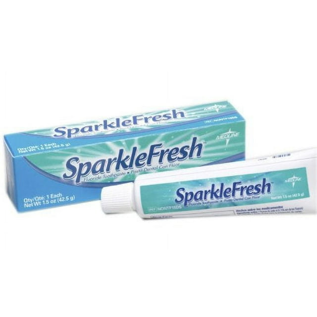 Medline Sparkle Fresh Toothpaste, Fluoride Protection, 1.5 oz., Dental ...