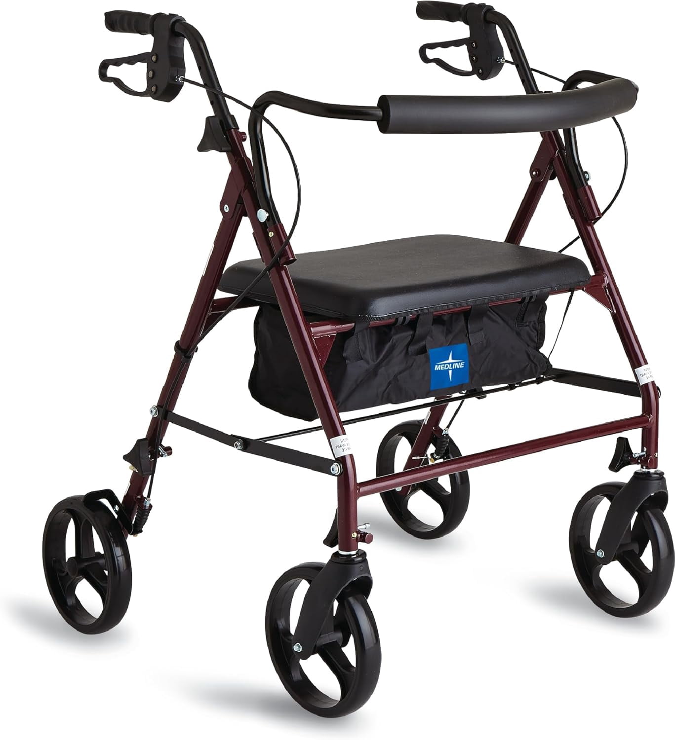 Medline Rolling Walker, Folding Rollator with Seat and 8-In Wheels ...