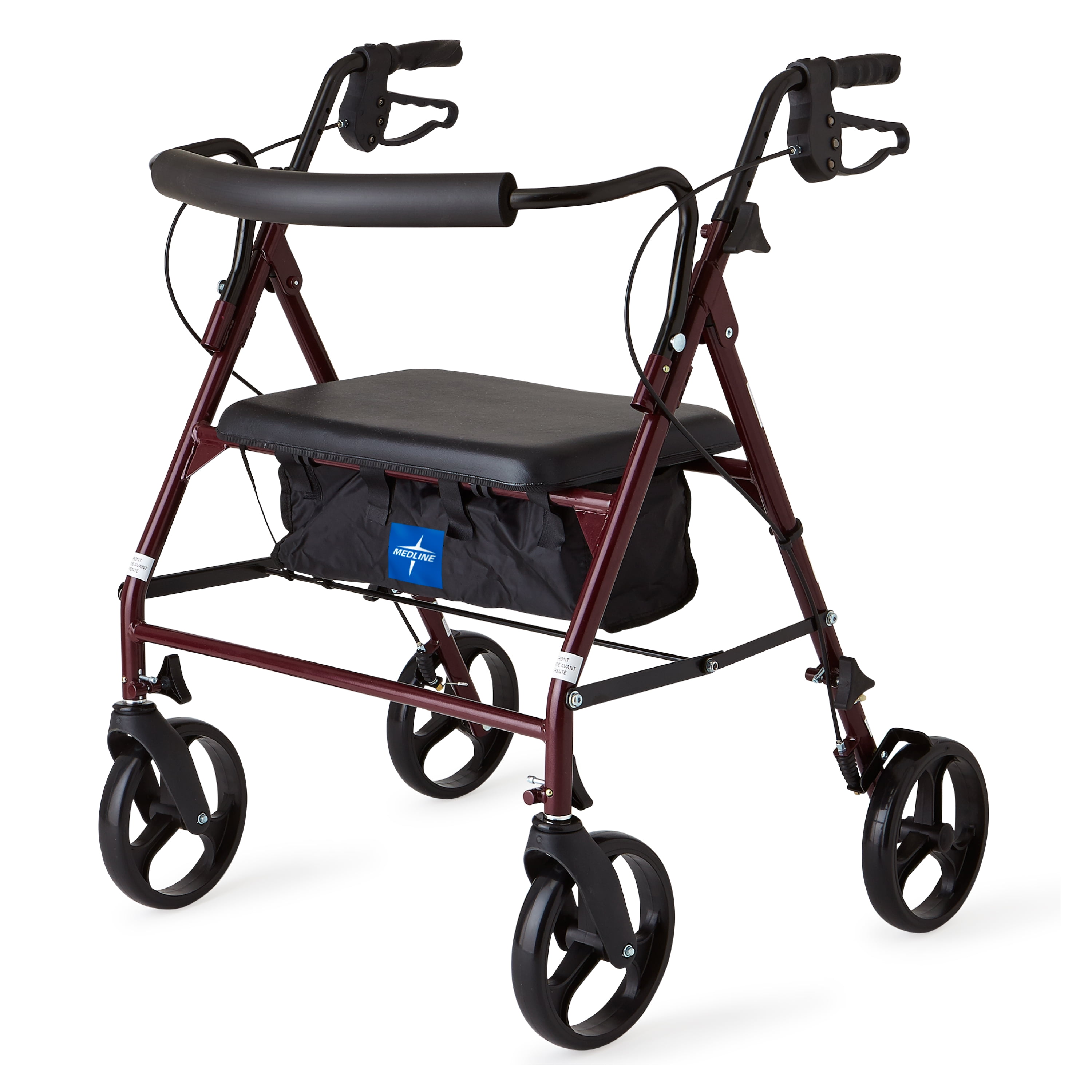 Medline Steel Bariatric Rollator Walker with Adjustable Handles, Padded ...