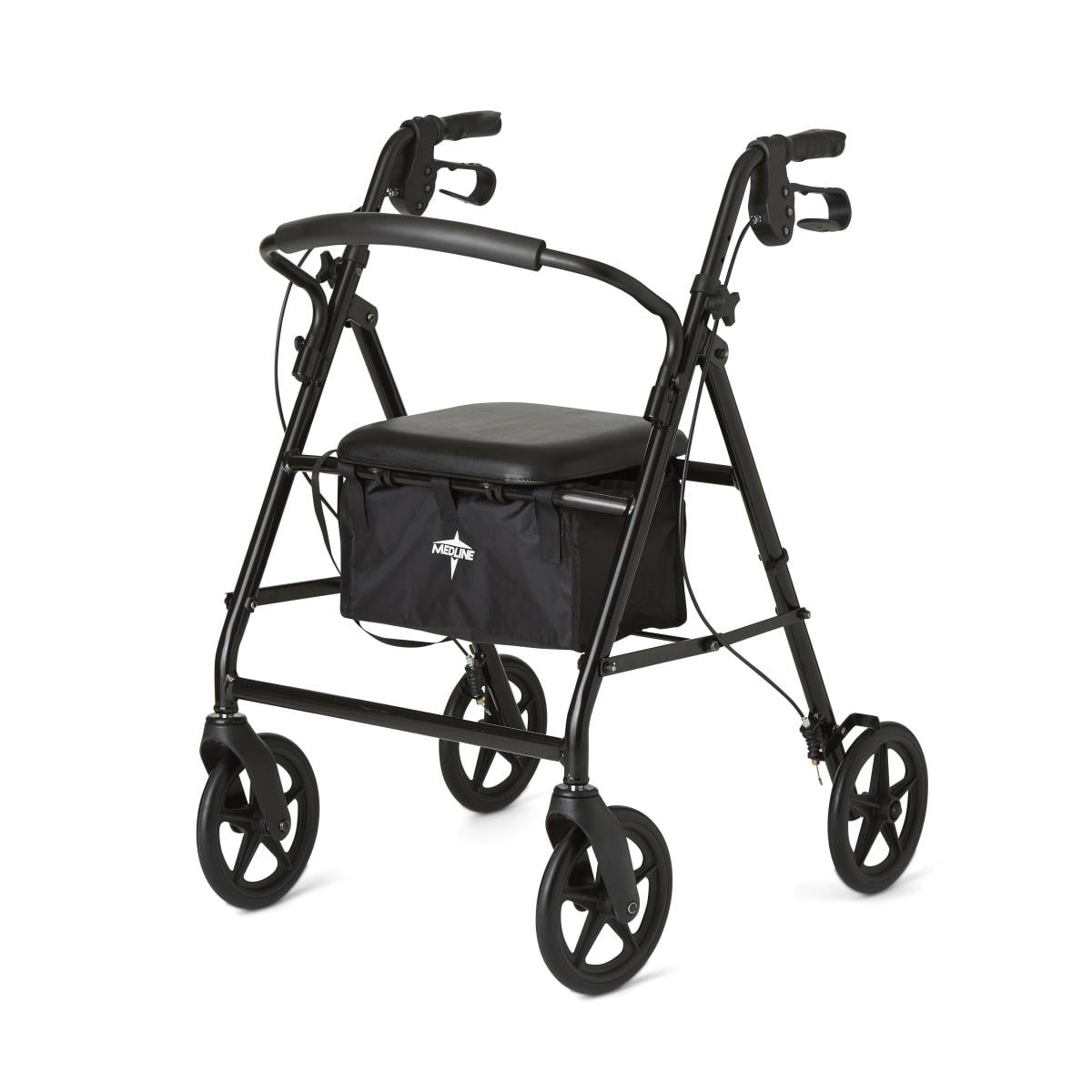 Medline Steel Rollator Walker, Folding Rolling Walker, 8" Wheels, 300 ...