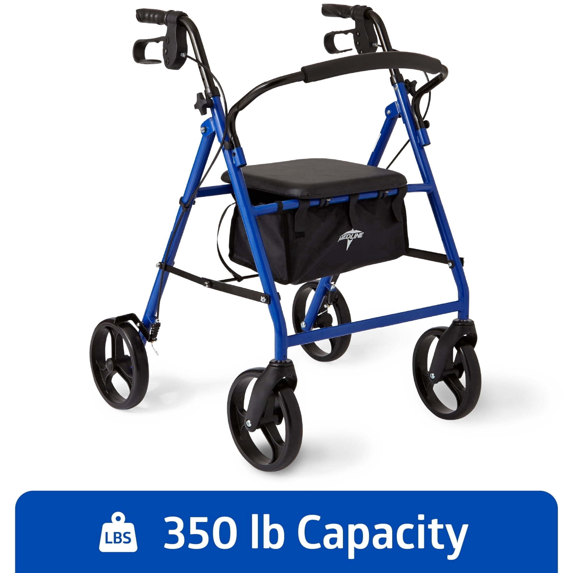 Medline Steel Rollator Walker, Folding Rolling Walker, 350 lb. Weight ...
