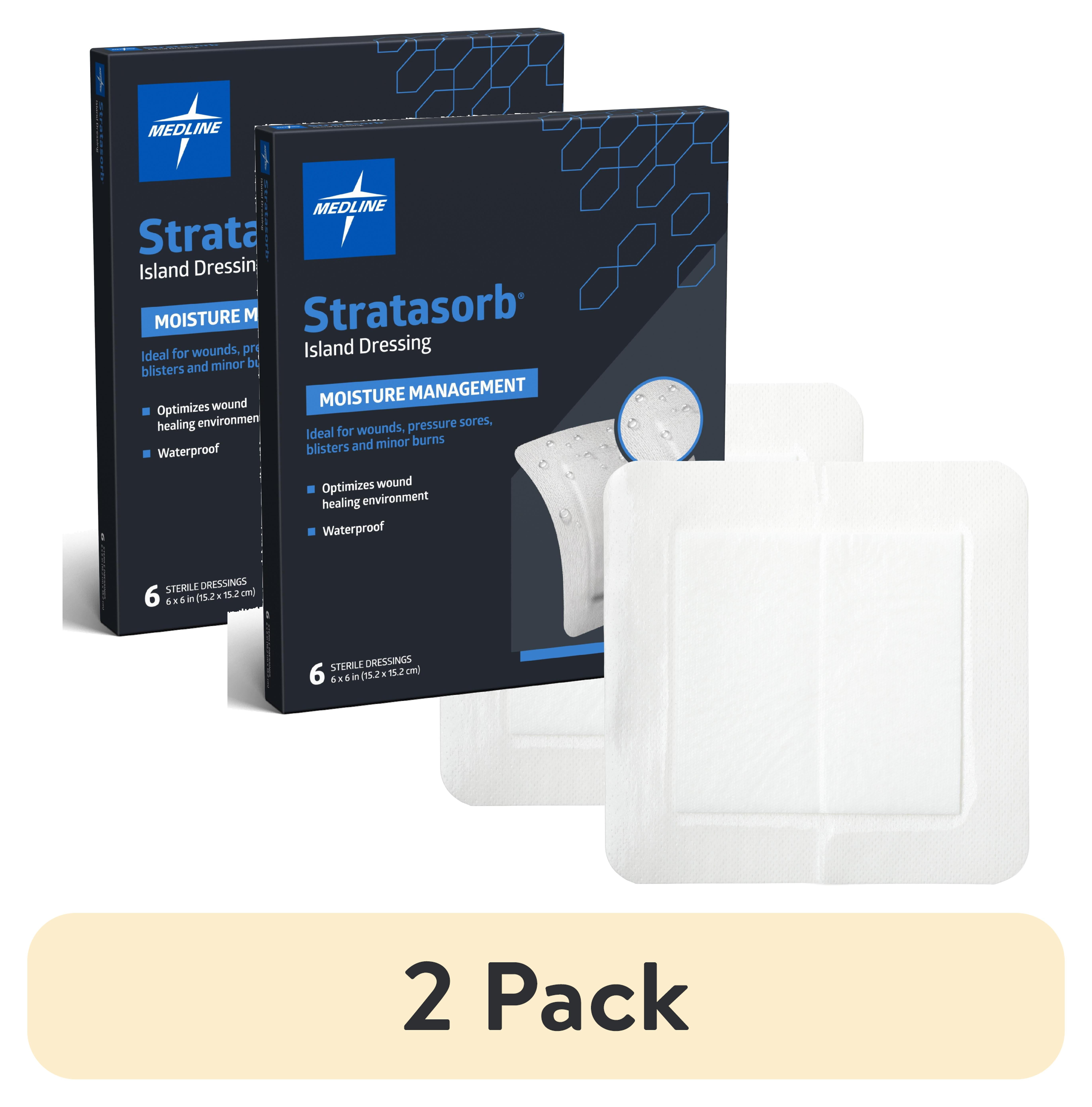 (2 pack) Medline Stratasorb Island Dressing Wound Pads, 6"x6", 6 Count ...