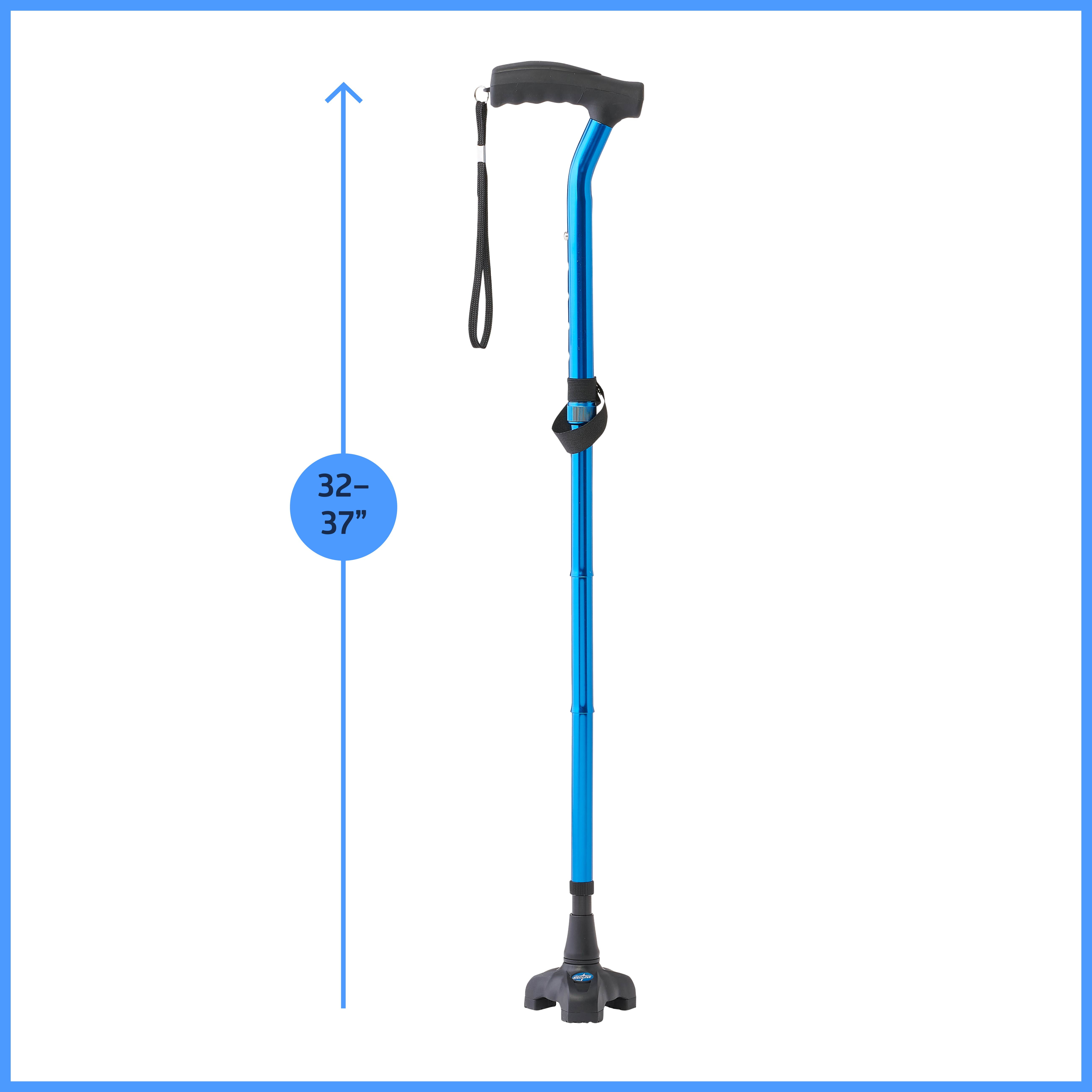 Medline Aluminum Quad Cane with Small Base for Balance, Knee Injuries ...