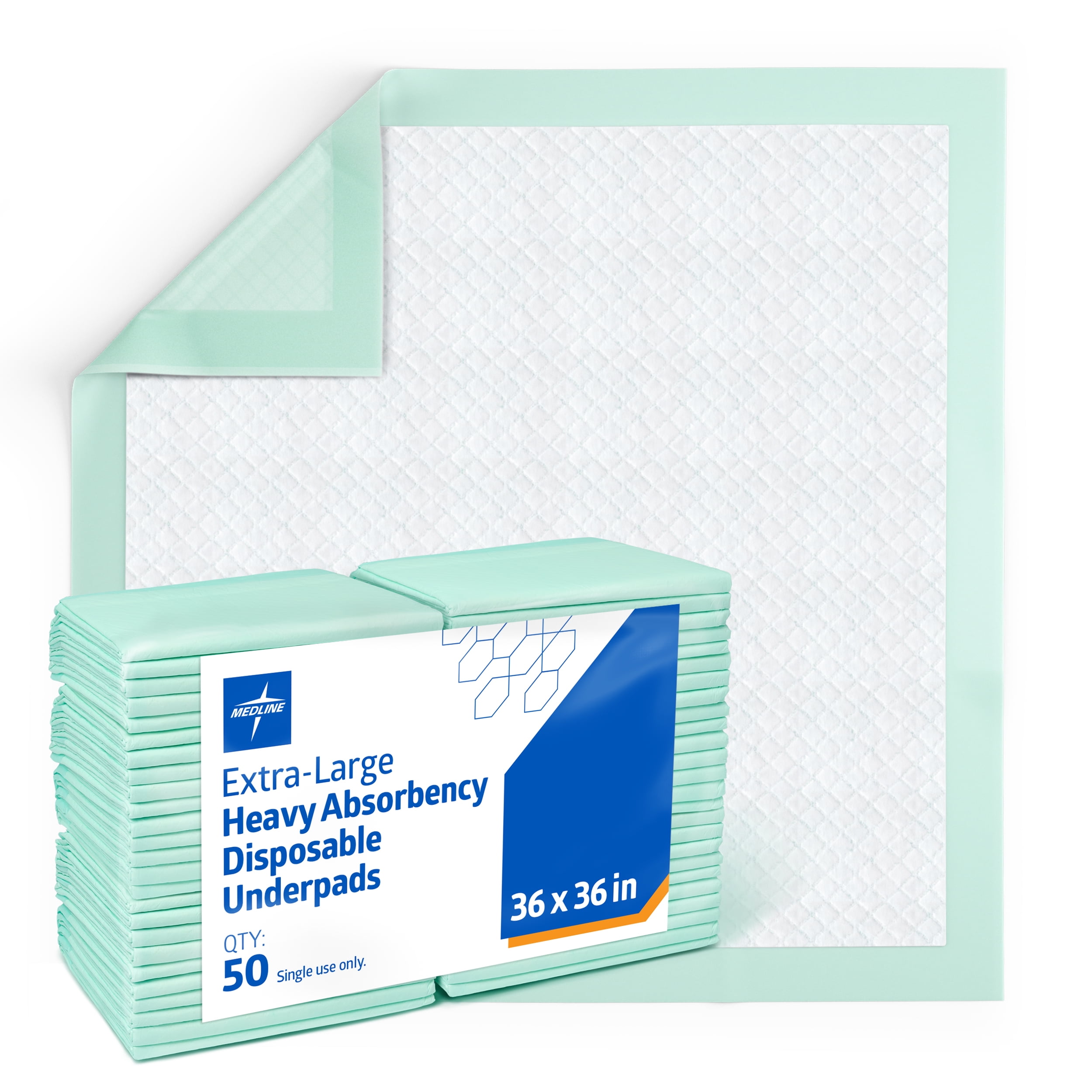 Medline Ultra Absorbent Underpads, 36" x 36", Case of 50 Quilted ...