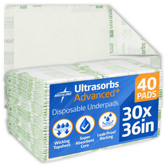 Medline Ultrasorbs Disposable Underpads for Adults, Super Absorbent ...
