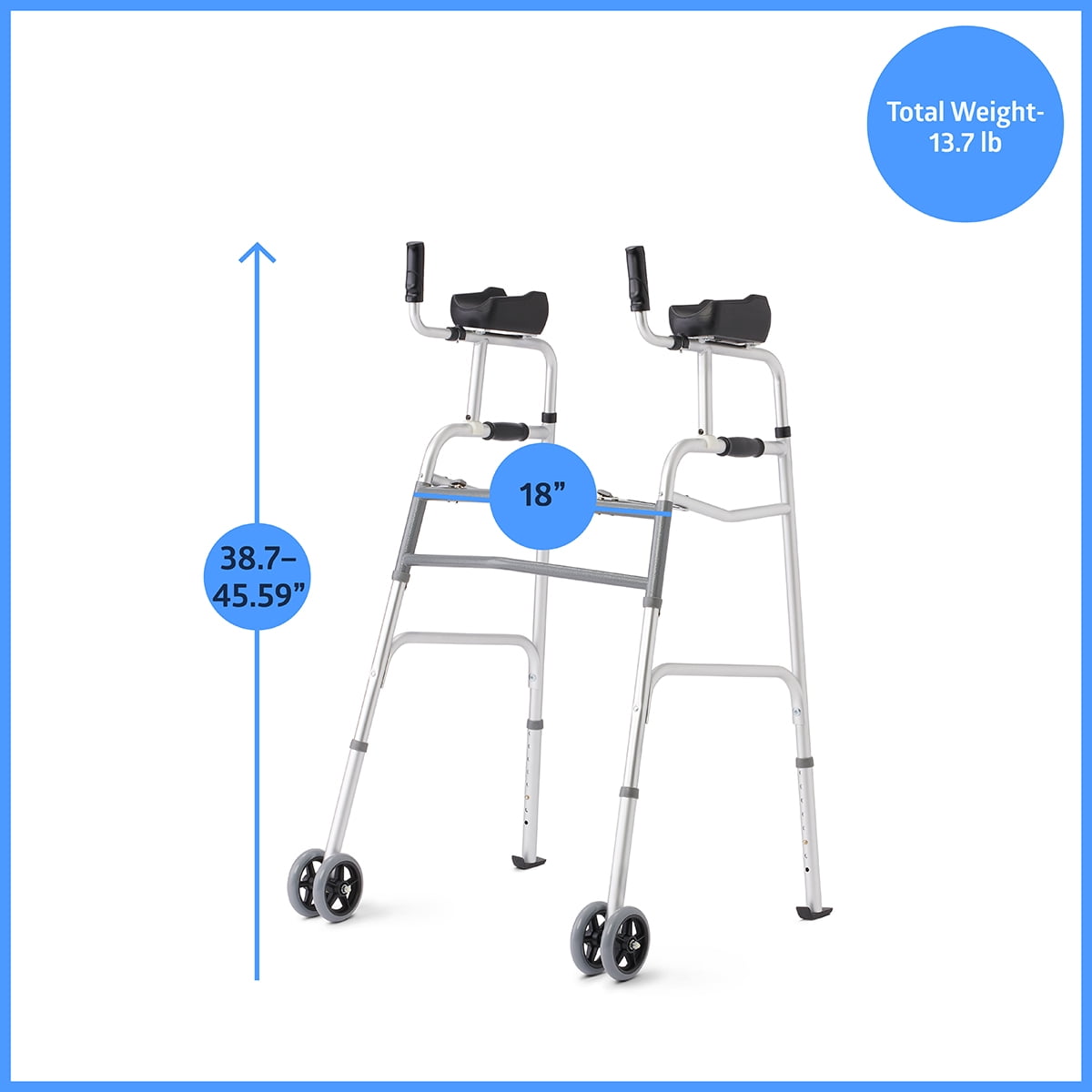 Medline Upright Aluminum Junior Folding Walker – Comfortable ...
